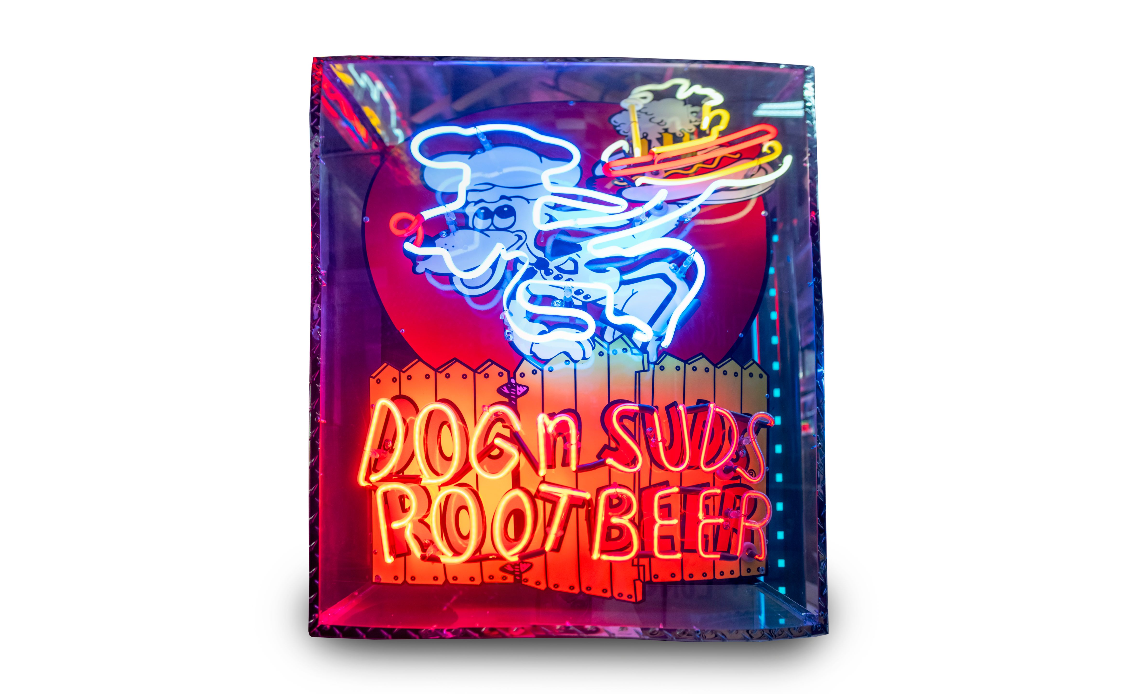 Bonhams Cars : A custom 'Dogs and Suds' neon sign,