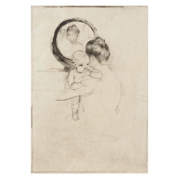 Bonhams Skinner : Mary Cassatt (1844-1926); Baby Held Before an Oval ...