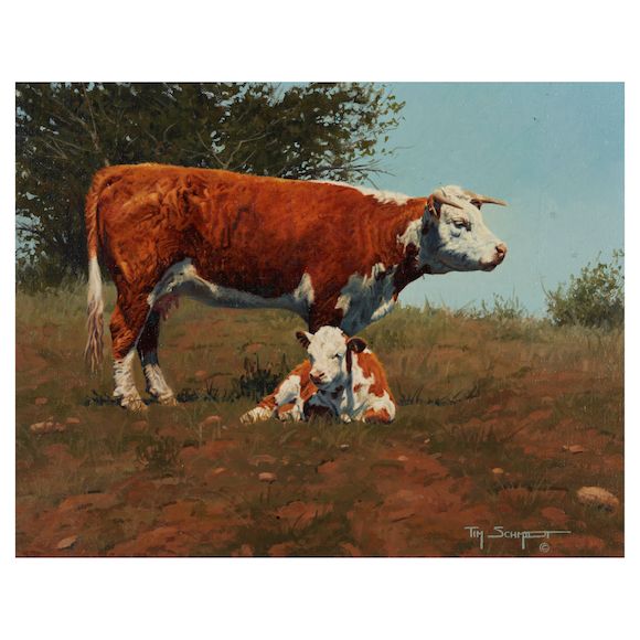 Bonhams Skinner : Tim Schmidt (born 1950) Stoppin' for a Rest 14 x 18 ...
