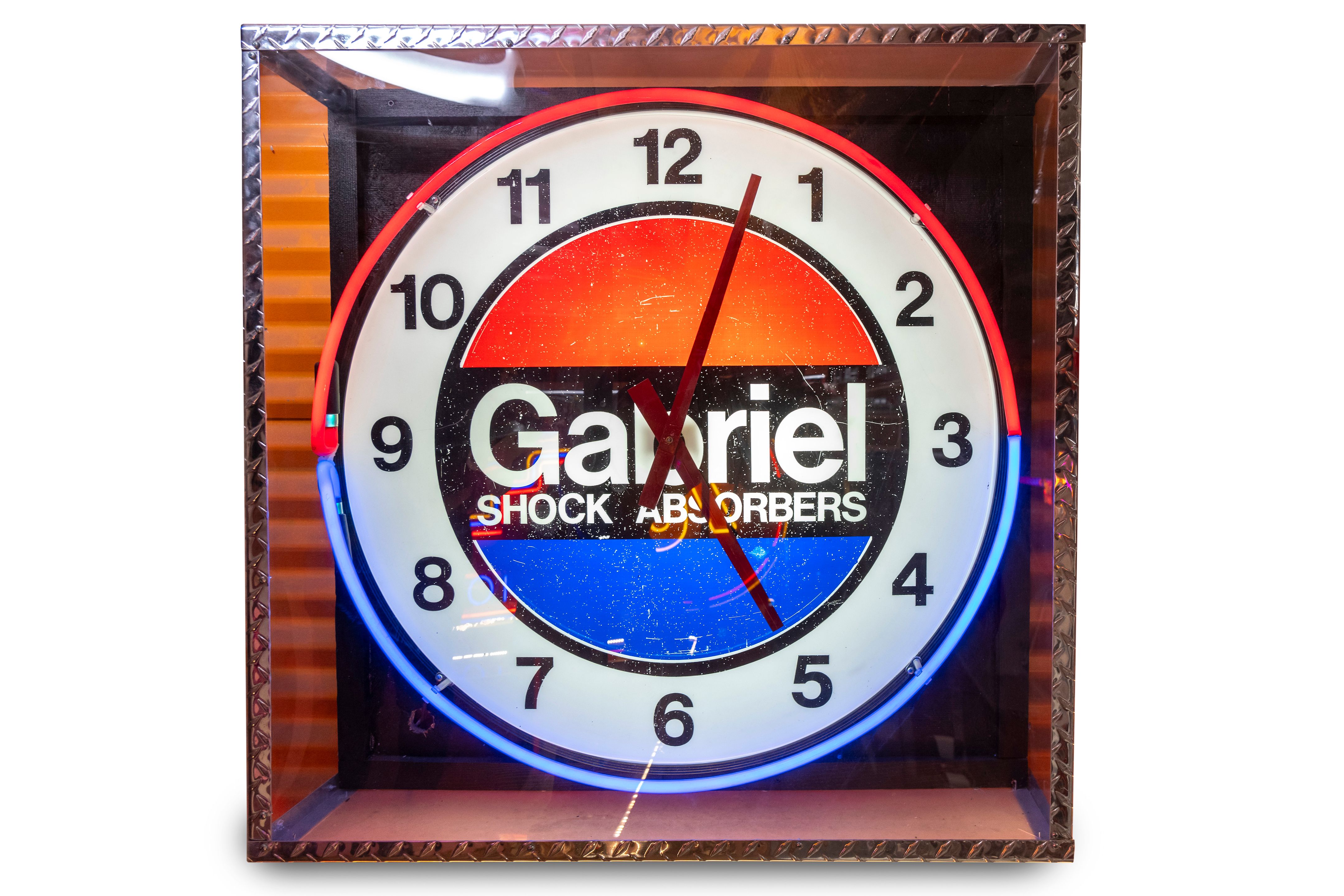 Bonhams Cars : A Gabriel Shock Absorbers clock neon sign,