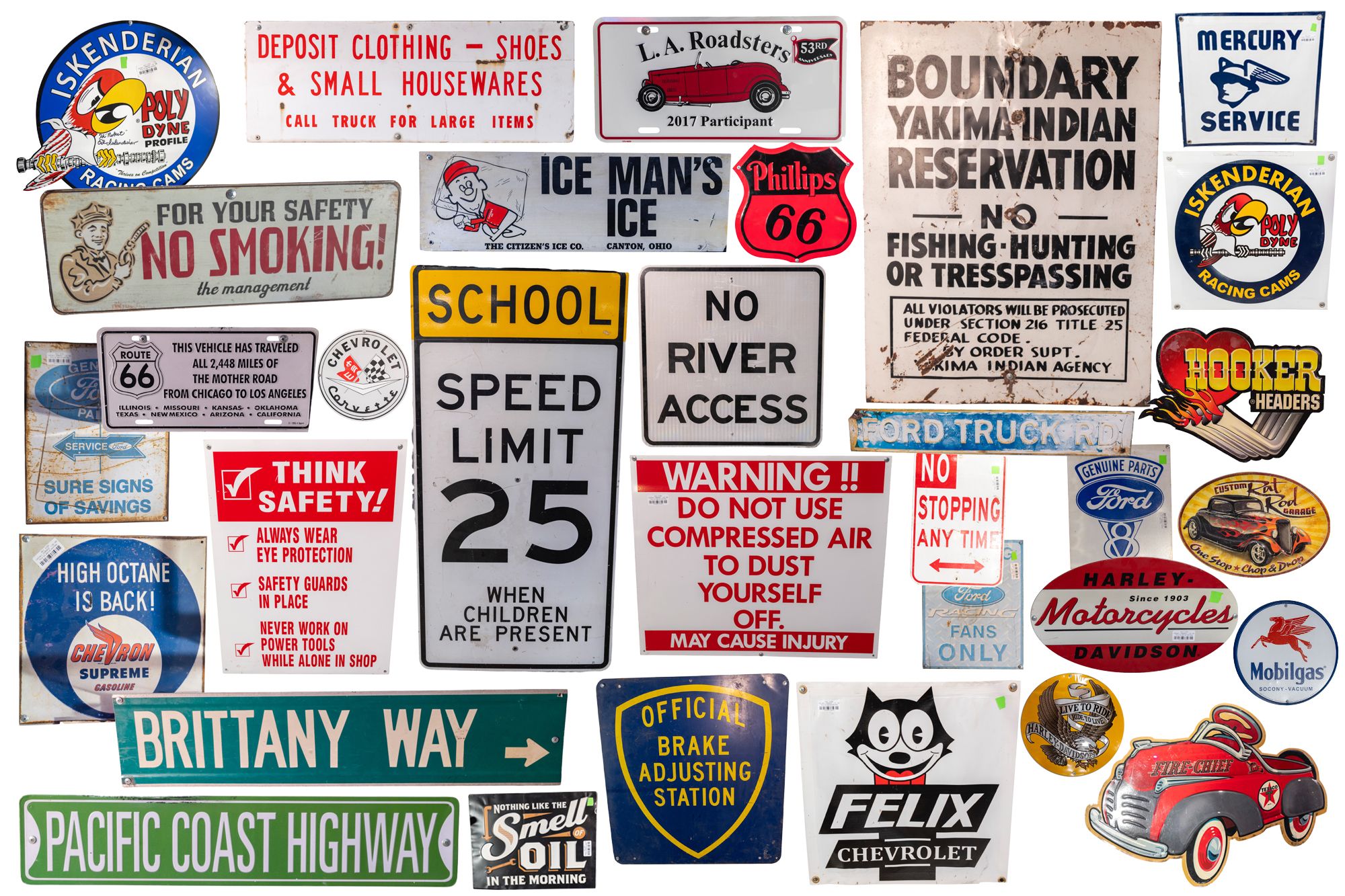 Bonhams Cars : Thirty-Two assorted advertising signs,