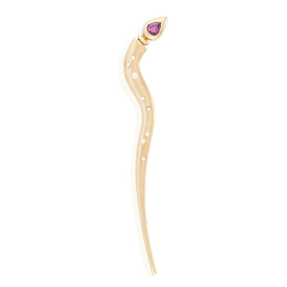 Bonhams Skinner : BOODLES: AN 18K GOLD, RUBY, AND DIAMOND SNAKE BROOCH ...