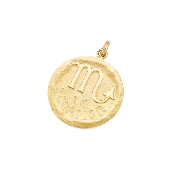 Bonhams : BECKER: 18K GOLD ZODIAC SCORPIO MEDALLION PENDANT