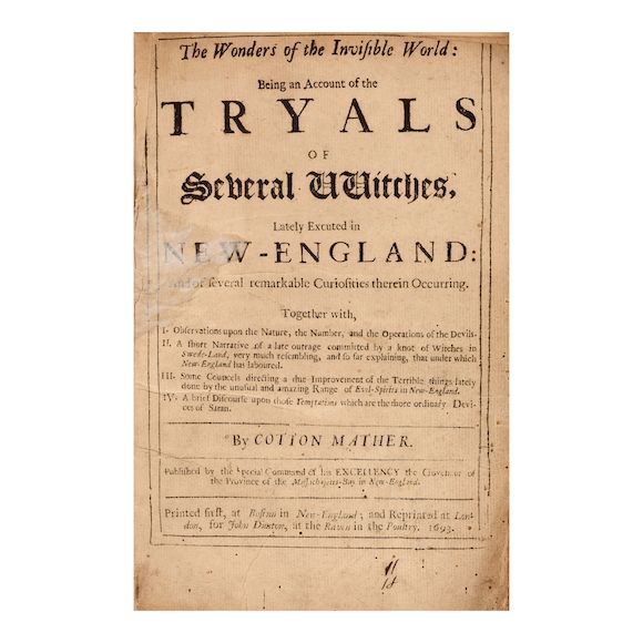 Bonhams : THE FIRST CONTEMPORANEOUS ACCOUNT OF THE SALEM WITCH TRIALS ...