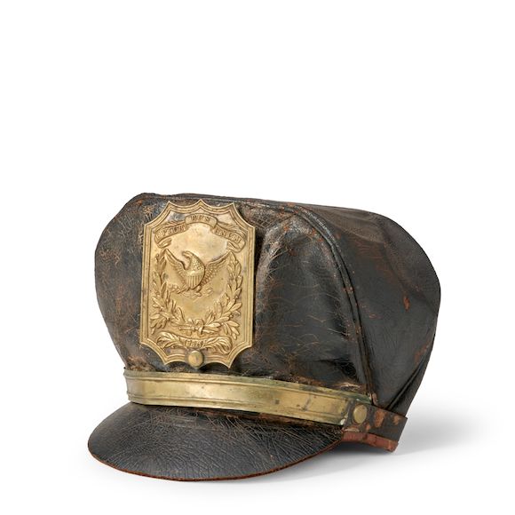 Bonhams Skinner : A RARE MODEL 1833 COLLAPSIBLE LEATHER FORAGE CAP,