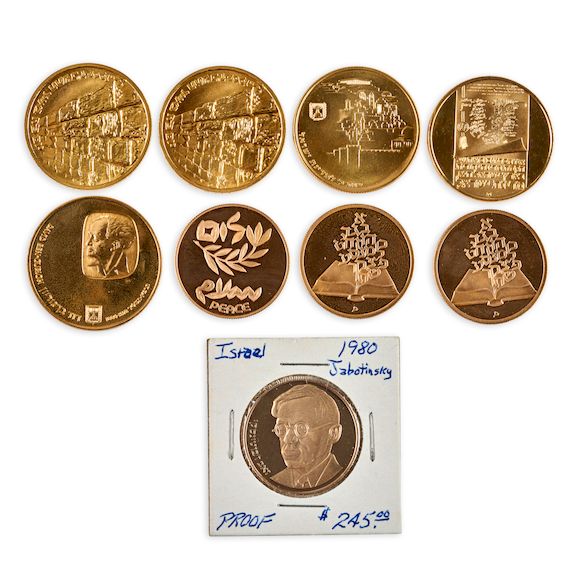 Bonhams Skinner : NINE ISRAEL GOLD COINS.