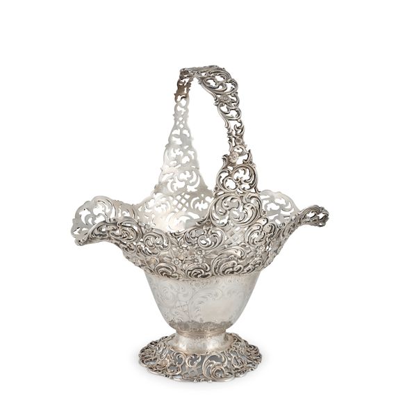 Bonhams Skinner : Sterling Silver Flower Basket,