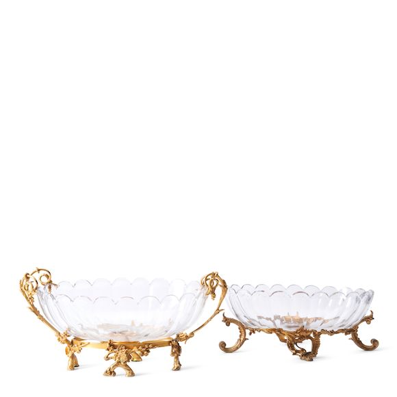 Bonhams Skinner : Two Rococo Style Gilt-Metal and Cut-Glass Centerpiece ...