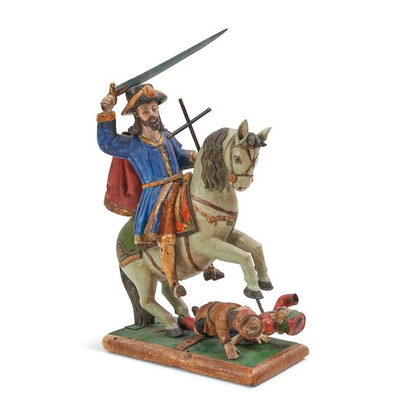 Bonhams Skinner : Large Polychrome Painted Wood Figural Group of St ...