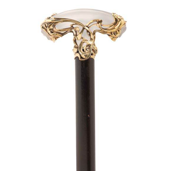 Bonhams : A FRENCH ART NOUVEAU GOLD-PLATED AND CHALCEDONY BIOMORPHIC ...
