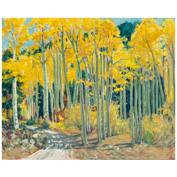 Bonhams : Joseph Roy 'JR' Willis (1876-1960) Aspen Forest on the Road ...