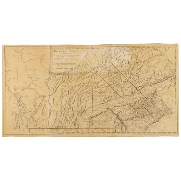 Bonhams : REVOLUTIONARY PENNSYLVANIA. SCULL, WILLIAM. 1739-1784. Map of Pennsylvania Exhibiting ...