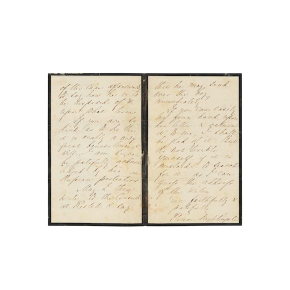 Bonhams : NIGHTINGALE, FLORENCE. (1820-1910). Autograph letter signed ...