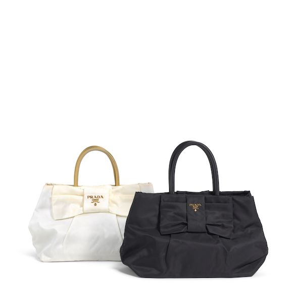Bonhams : PRADA: A GROUP OF TWO TESSUTO FLOCCO BOW HANDLE BAGS
