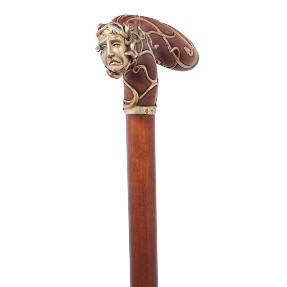 Bonhams : A FRENCH STERLING SILVER-GILT OVERLAY HARDSTONE MEDUSA ...