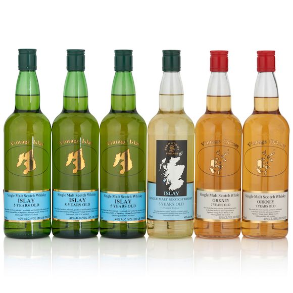 Bonhams Skinner : Signatory Vintage Islay 5 Years Old (3 bottles, 750ml ...