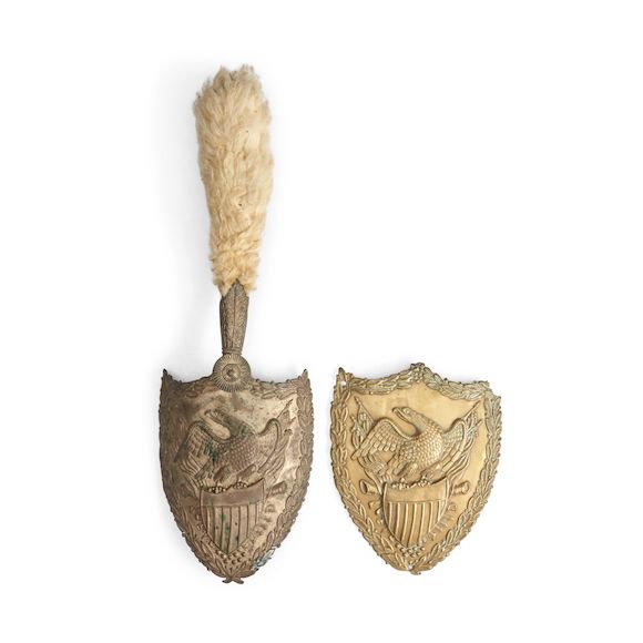 Bonhams Skinner : TWO AMERICAN MILITA CAP PLATES,