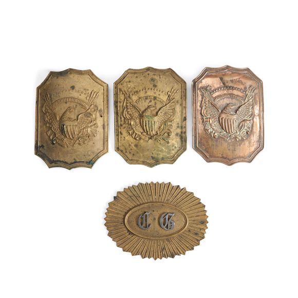 Bonhams Skinner : FOUR AMERICAN MILITIA CAP PLATES,