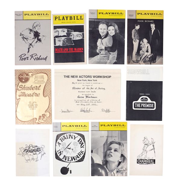 Bonhams : GENE HACKMAN: A GROUP OF THEATER MATERIAL, Qty.