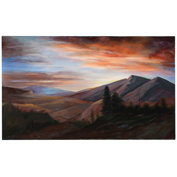 Bonhams : GENE HACKMAN (1930-2025) Landscape at Sunset 36 x 60 in.