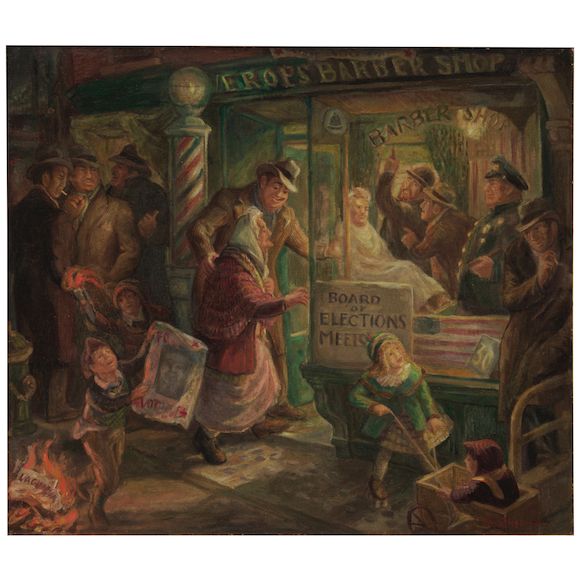 Bonhams : DON FREEMAN (1908-1978) Trickery at the Polls 21 3/4 x 25 1/8 ...