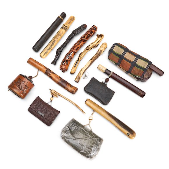 Bonhams Skinner : ELEVEN KISERUZUTSU PIPE CASES Japan, 19th century, (11)