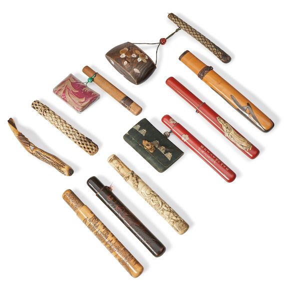 Bonhams Skinner : TEN KISERUZUTSU PIPE CASES Japan, 19th century, (10)