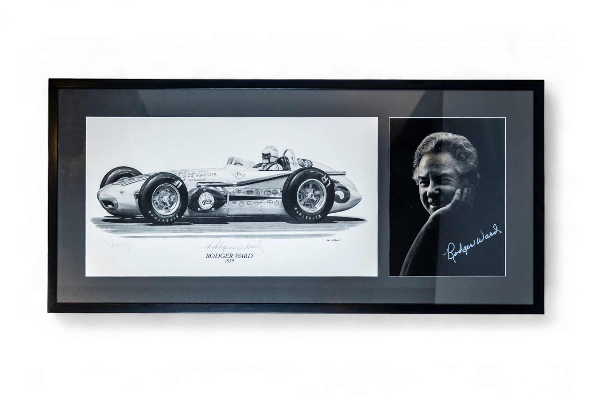 Bonhams Cars : A Roger Ward racecar illustration and photograph,