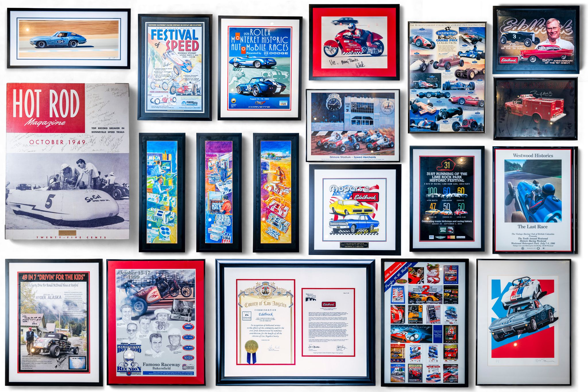 Bonhams Cars : A grouping of framed racing inspired art, prints and ...
