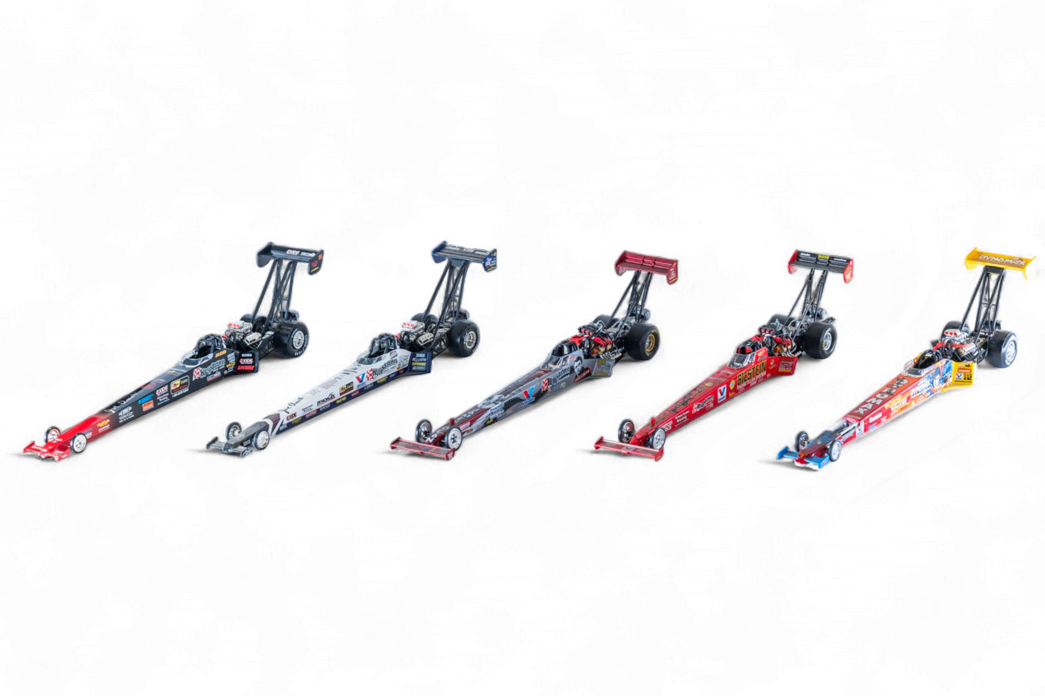 Bonhams Cars : A group of 5, 1:12 scale Top Fuel Drag racing models,