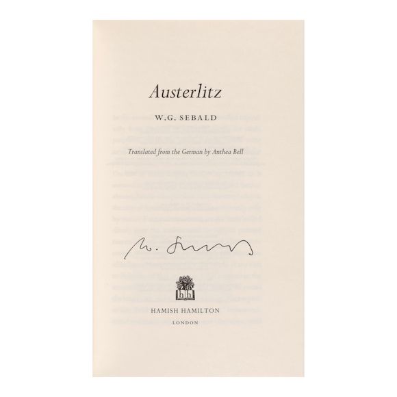 Bonhams : TWO SIGNED FIRSTS BY W. G. Sebald SEBALD, WINFRIED GEORG "MAX ...