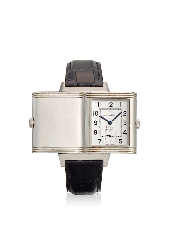 Bonhams : JAEGER-LECOULTRE. A STAINLESS STEEL MANUAL WIND REVERSIBLE WRISTWATCH Reverso Grande ...