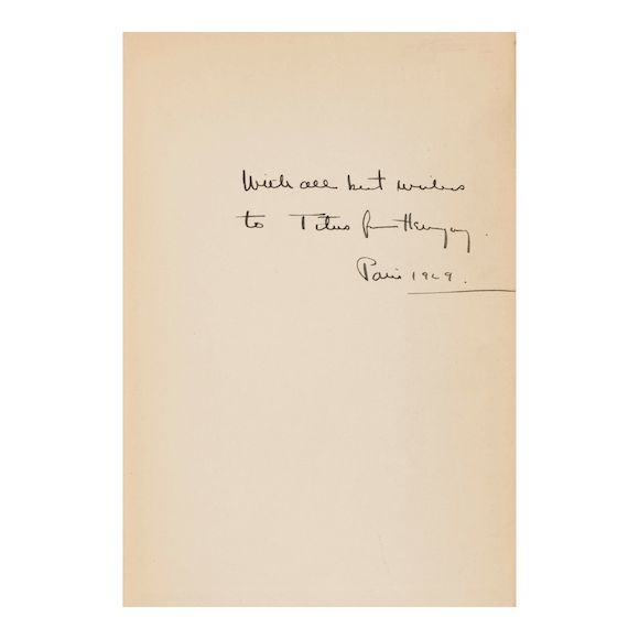 Bonhams : PRESENTATION COPY FOR EDWARD TITUS OF THE BLACK MANIKIN PRESS ...