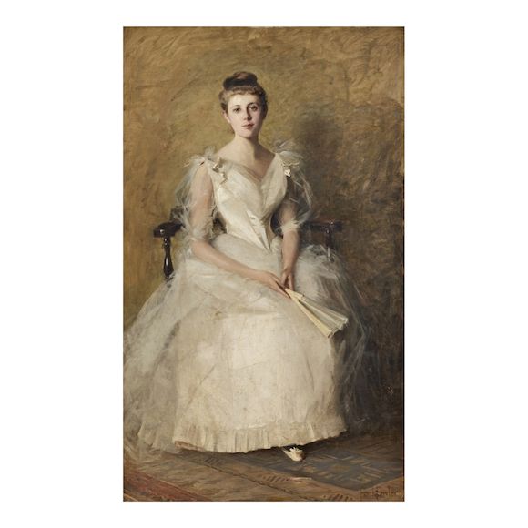 Bonhams Skinner : Frank Fowler (1852-1910) Portrait of a Lady in White ...