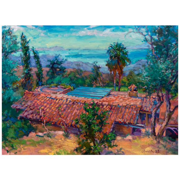 Bonhams : John Comer (born 1948) Terra Santa 22 x 30 in. (Painted in 1988.)