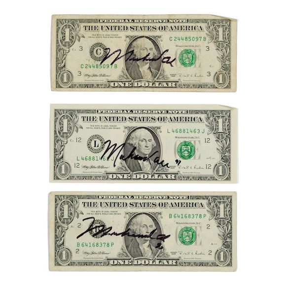 Bonhams : A Group of Three One Dollar Bills Signed by Muhammad Ali