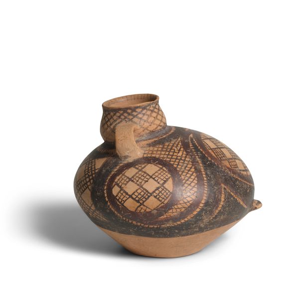 Bonhams : A SMALL NEOLITHIC PAINTED POTTERY BIRD-FORM JAR Majiayao ...
