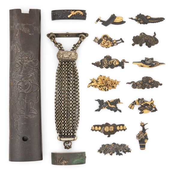 Bonhams Skinner : Seventeen Mixed-metal Menuki and Accessories Japan, (17)