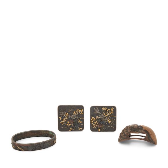 Bonhams Skinner : Four Mixed-metal Accessories Japan, late Edo period ...