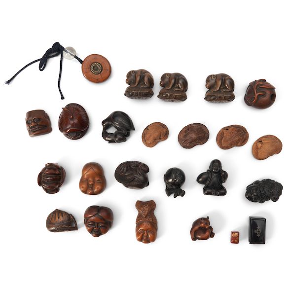 Bonhams Skinner : Twenty-two Mostly Wood Netsuke and Two Miniature ...