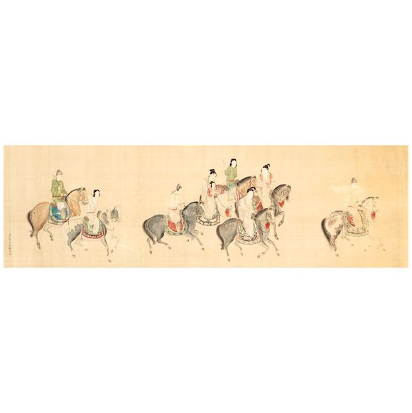 Bonhams : AFTER JIAO BINGZHEN Spring Travel in the Style of Tang ...