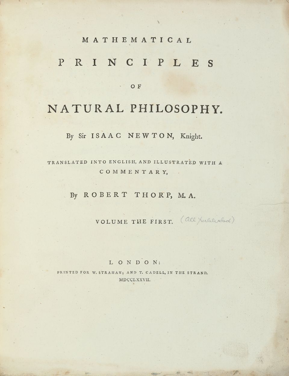 Bonhams NEWTON ISAAC 1642 1726 7 Mathematical Principles Of Bonhams NEWTON ISAAC 1642 1726 7 Mathematical Principles Of